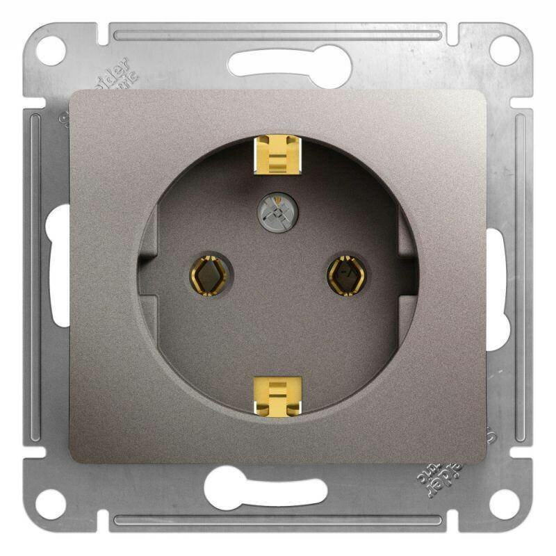 Schneider Electric Механизм розетки 1-м СП Glossa 16А IP20 250В с заземл. платина GSL001243