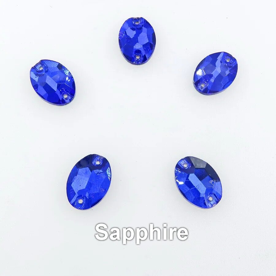 Стразы SNCRYSTAL овальные стеклянные 6 размеров Синий, 7x10mm 50pcs, A8 Sapphire