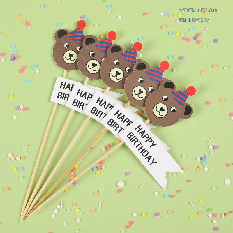 Флажки для торта Baby Shower Коричневый, 16