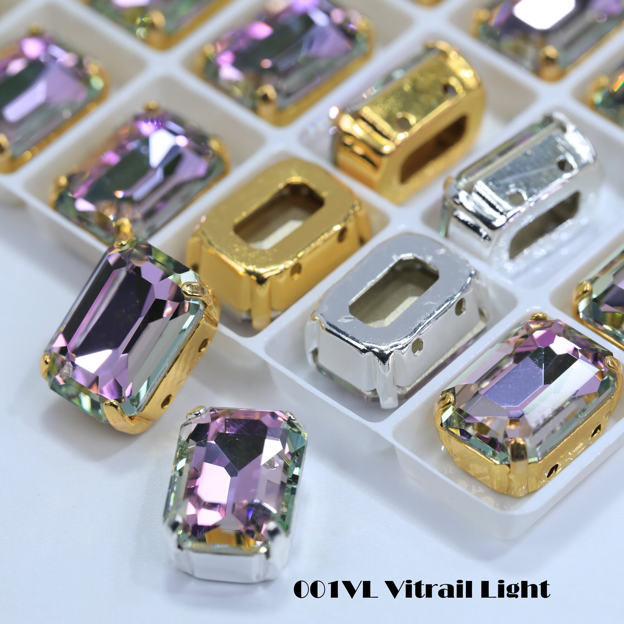 Стразы стеклянные Octagon, Silver, VL Vitrail Light