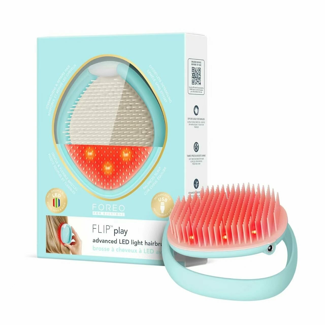 FOREO FLIP Play Advanced щетка для волос 3-в-1 с LED-терапией
