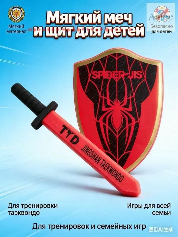 Детский меч и щит из мягкого материала, игрушечный рыцарский комплект для тхэквондо тренировок, безопасный п