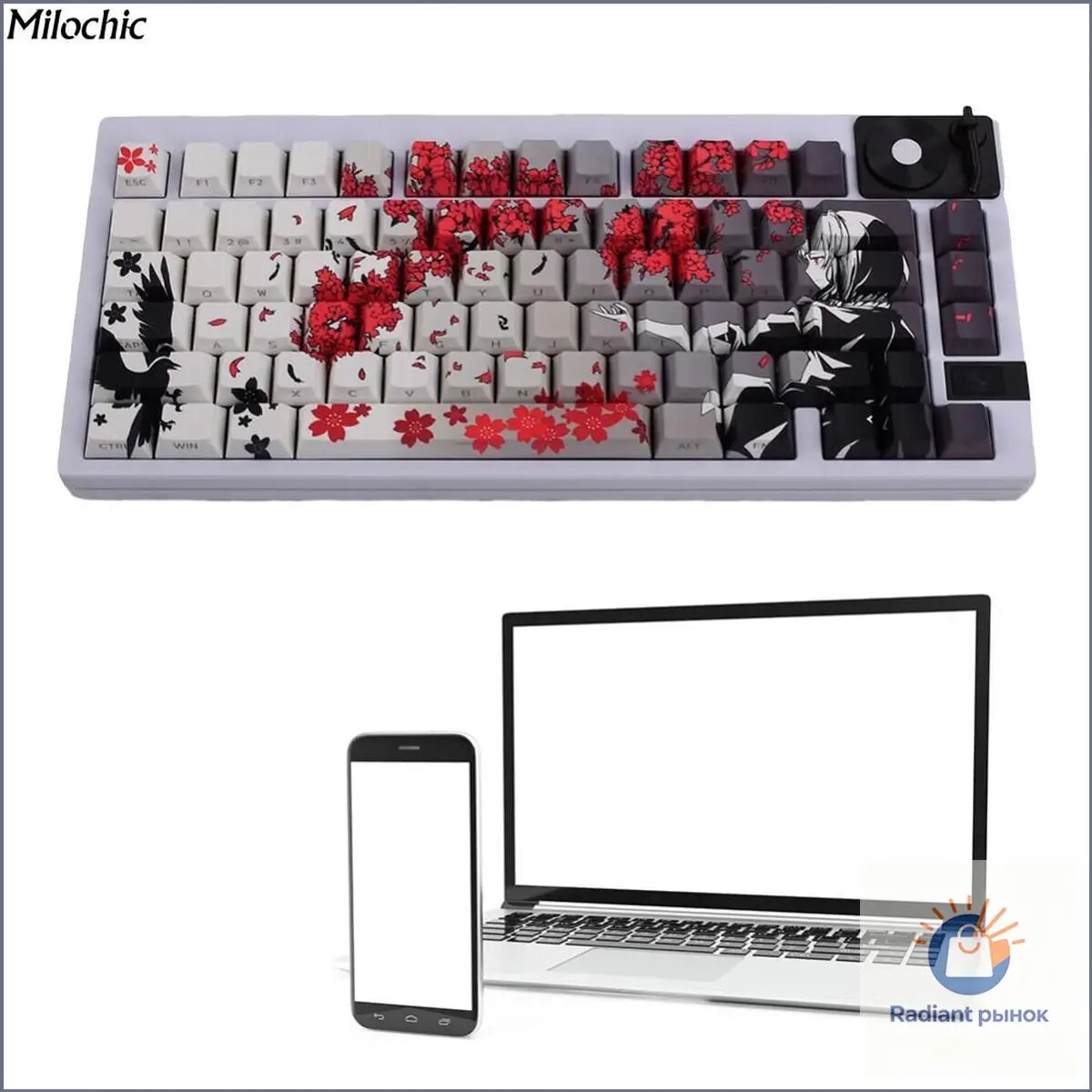 Milochic Игровая клавиатура беспроводная Sakura Raven, Английская раскладка