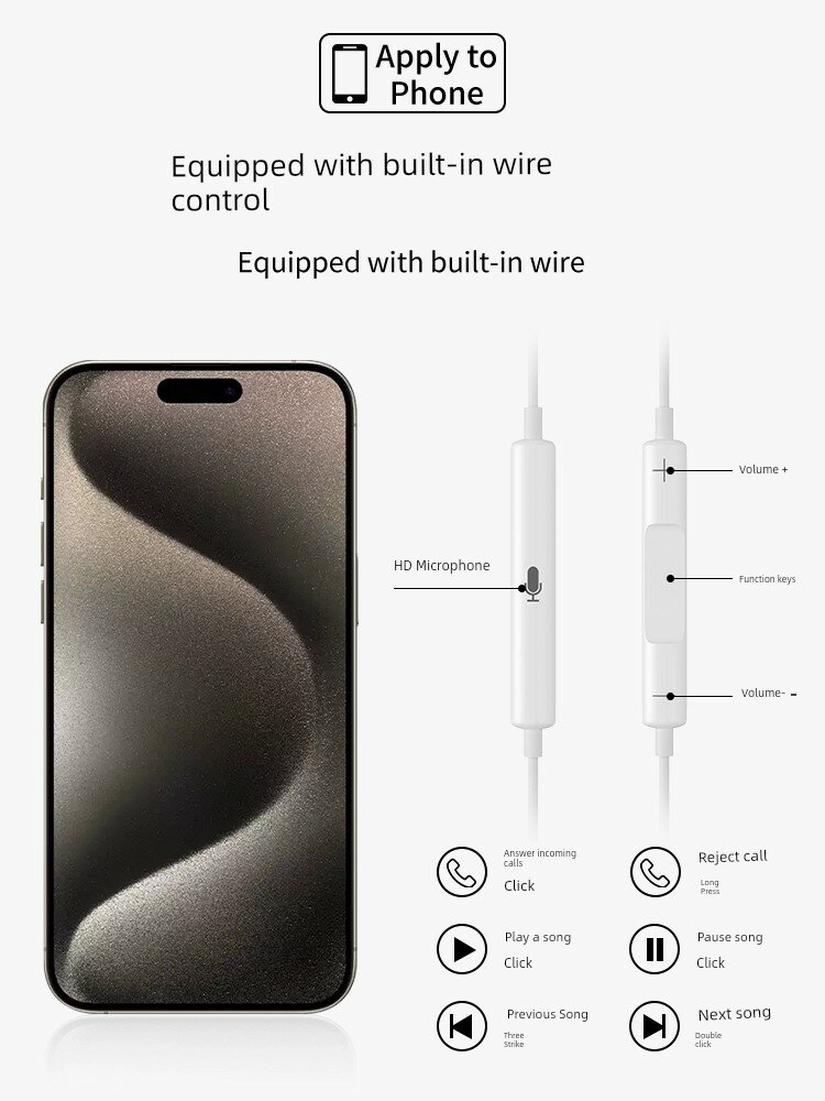 Проводные наушники Apple iPhone 7-14 серии с разъемом Lightning, двойной комплект, высококачественный звук для музыки и