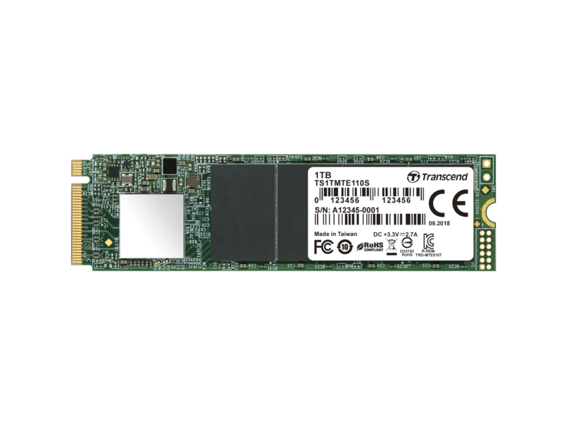 Твердотельный диск 2TB Transcend MTE110S, 3D TLC NAND, M.2 2280, PCIe Gen3x4 [ R/W - 1700/2500 MB/s]