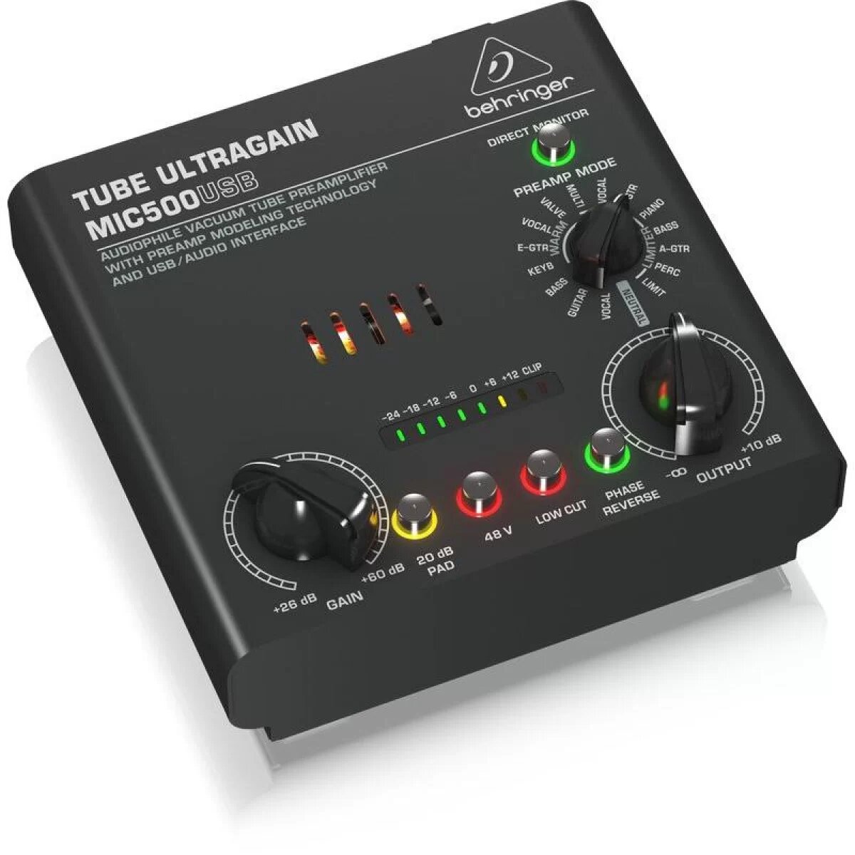 Микрофонный предусилитель BEHRINGER MIC500USB [класс high-end, линейный вход, Direct выход, Hi-Z вход, микрофонный вход, функция моделирования, USB аудио интерфейс 2x2, выход на наушники] — фото 1