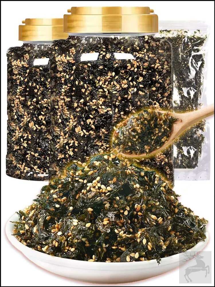 Нори с кунжутом, морская капуста в кунжутном масле, чипсы из ламинарии