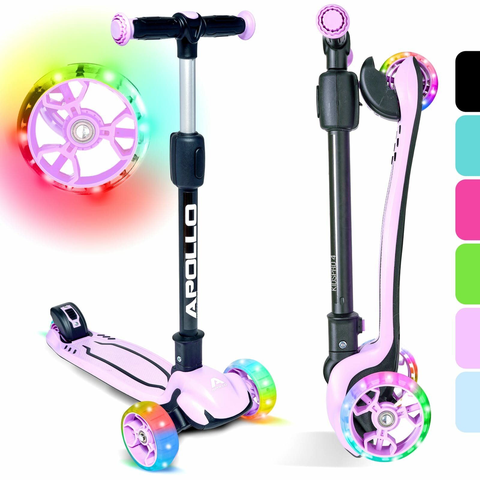 DECATHLON самокат Decathlon Kidspro 4, 3-колесный, складной, светодиодные колеса, фиолетовый