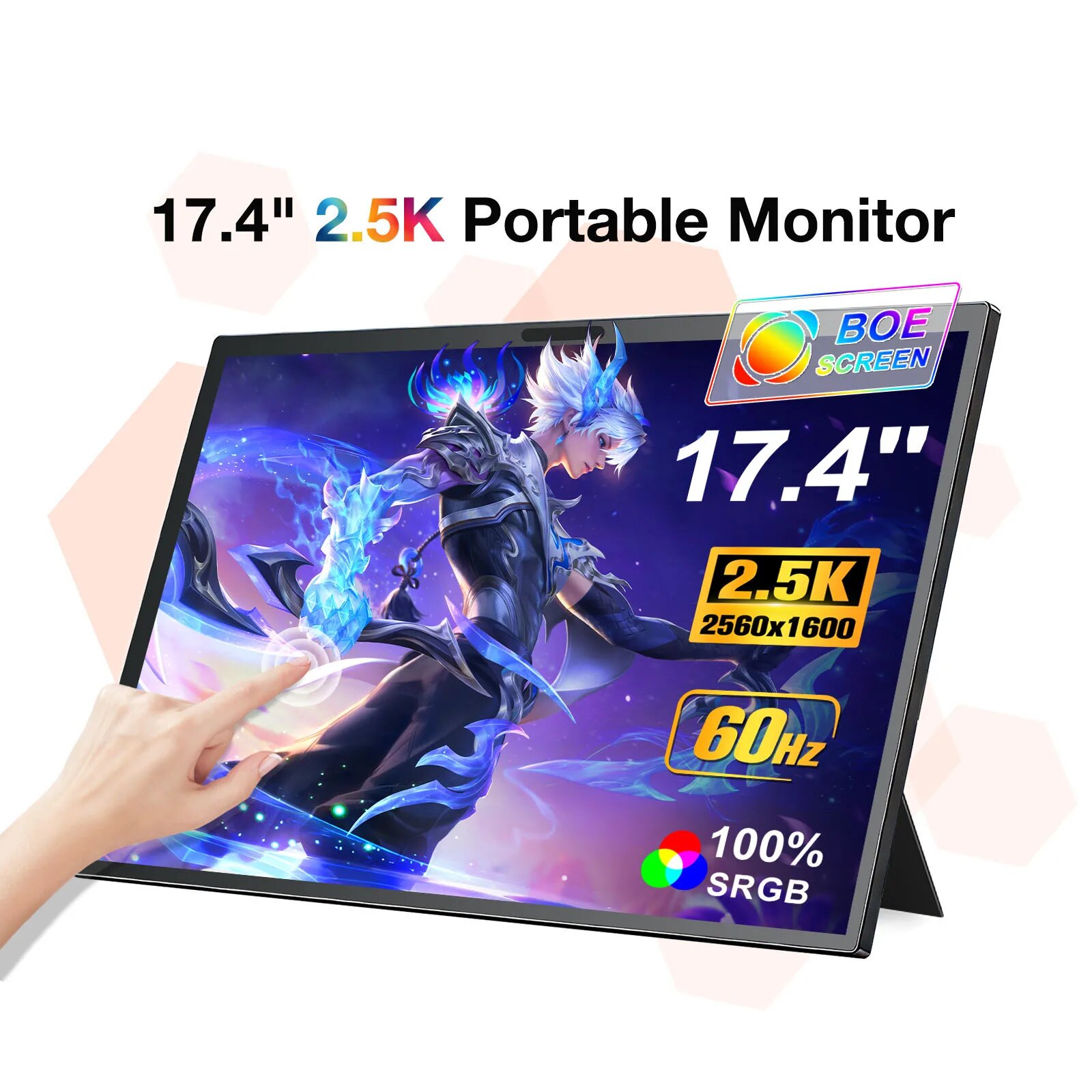 Портативный монитор для игр 17,4/18,5/19 дюймов 4K 2160P 100Hz 144Hz HDR HDMI Type C для телефона, NS, PS5, XBOX, ПК, ноутбука расширение экрана