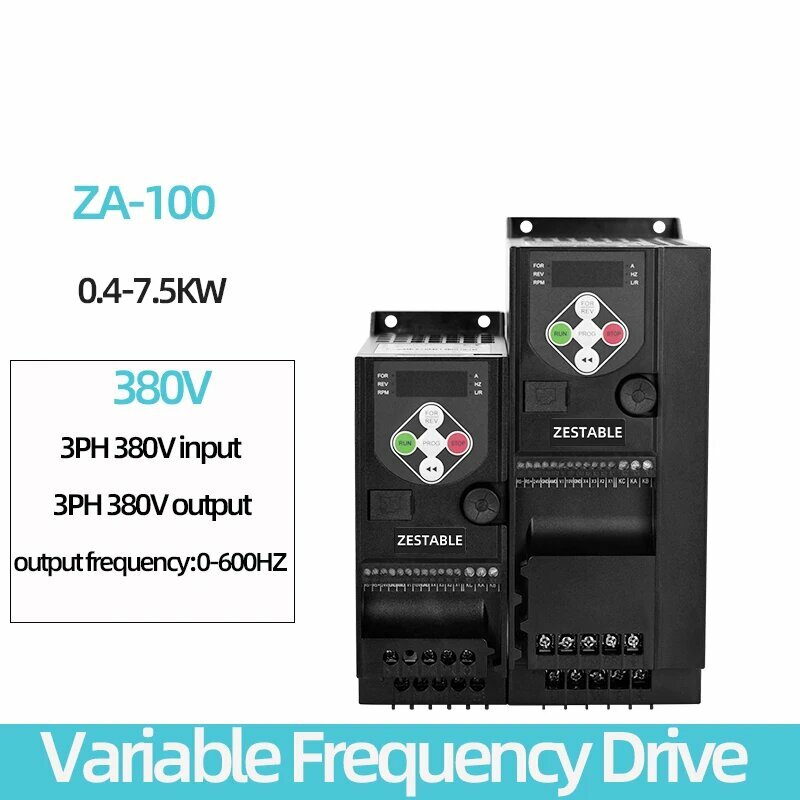 Инвертор для трехфазного мотора VFD ZA-100 с переменной частотой 3Ph 380VAC Инвертор 0.75/1.5/2.2/3/4/5.5 кВт Регулятор частоты для регулировки скорости насоса