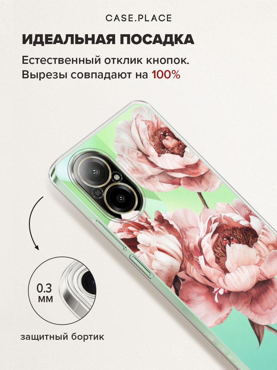 Чехол на Realme C67 4G / Реалми C67 4G с принтом "Акварельные бутоны", прозрачный — фото 1