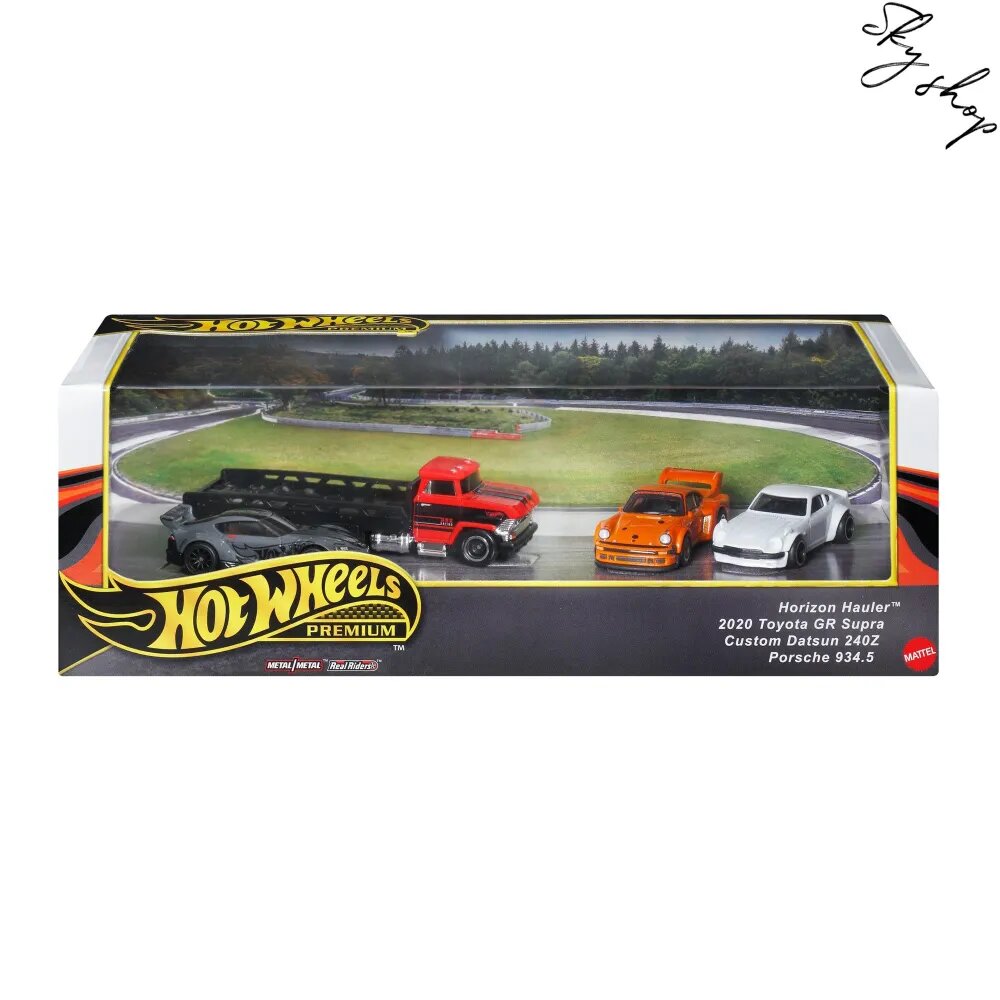 Машинка Hot Wheels Premium 1:64 Horizon Hauler/Toyota GR Supra/Custom Datsun 240Z/Porsche 934.5 Collector Display Sets