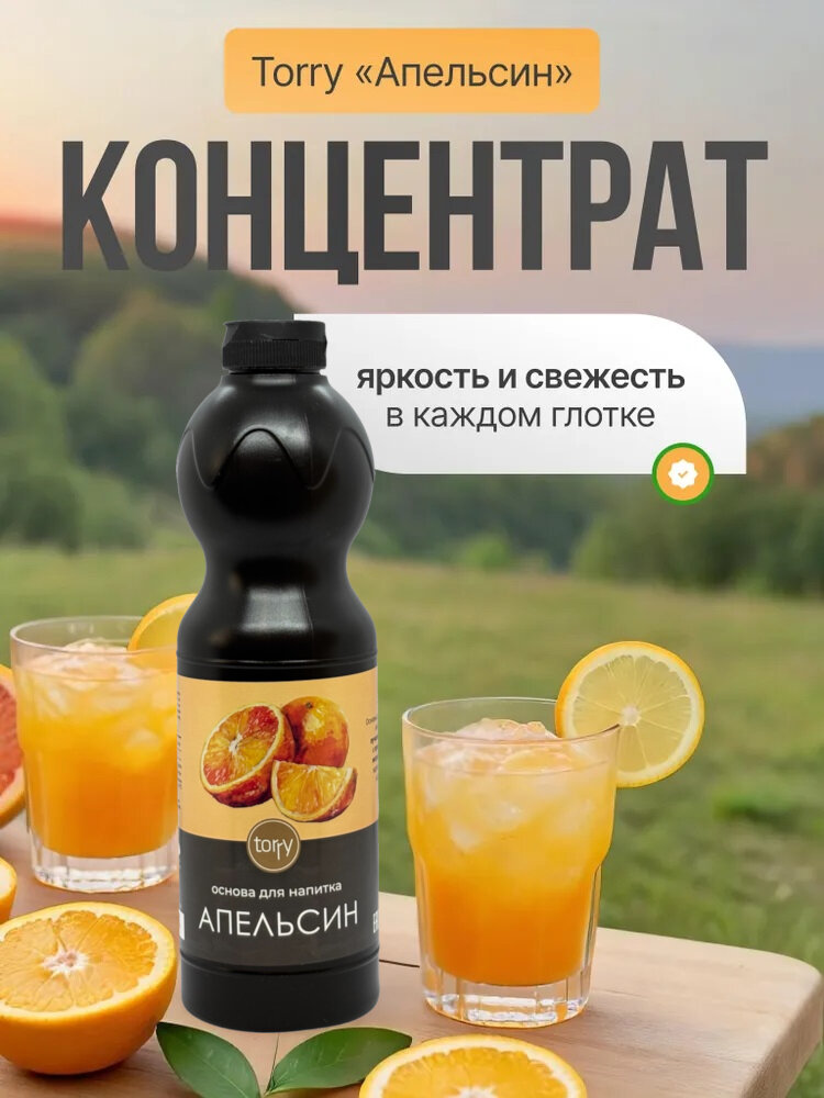 Основа Torry Апельсин, для коктейлей, напитков, десертов, пластиковая бутылка, 1 кг