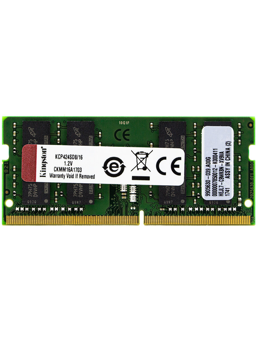 Модуль памяти для ноутбука SODIMM DDR4 16GB PC19200 2400 МГц Kingston KCP424SD8/16