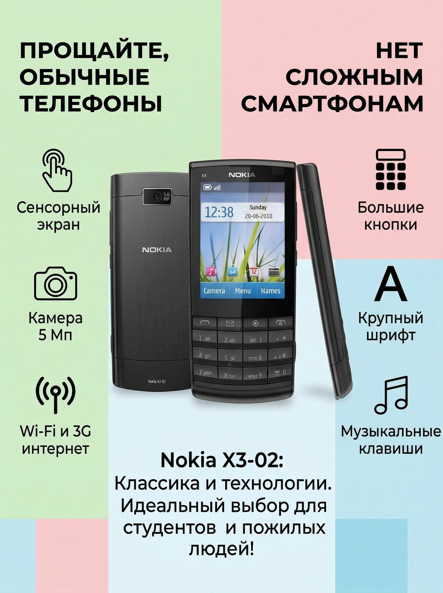 Nokia Мобильный телефон, черный матовый