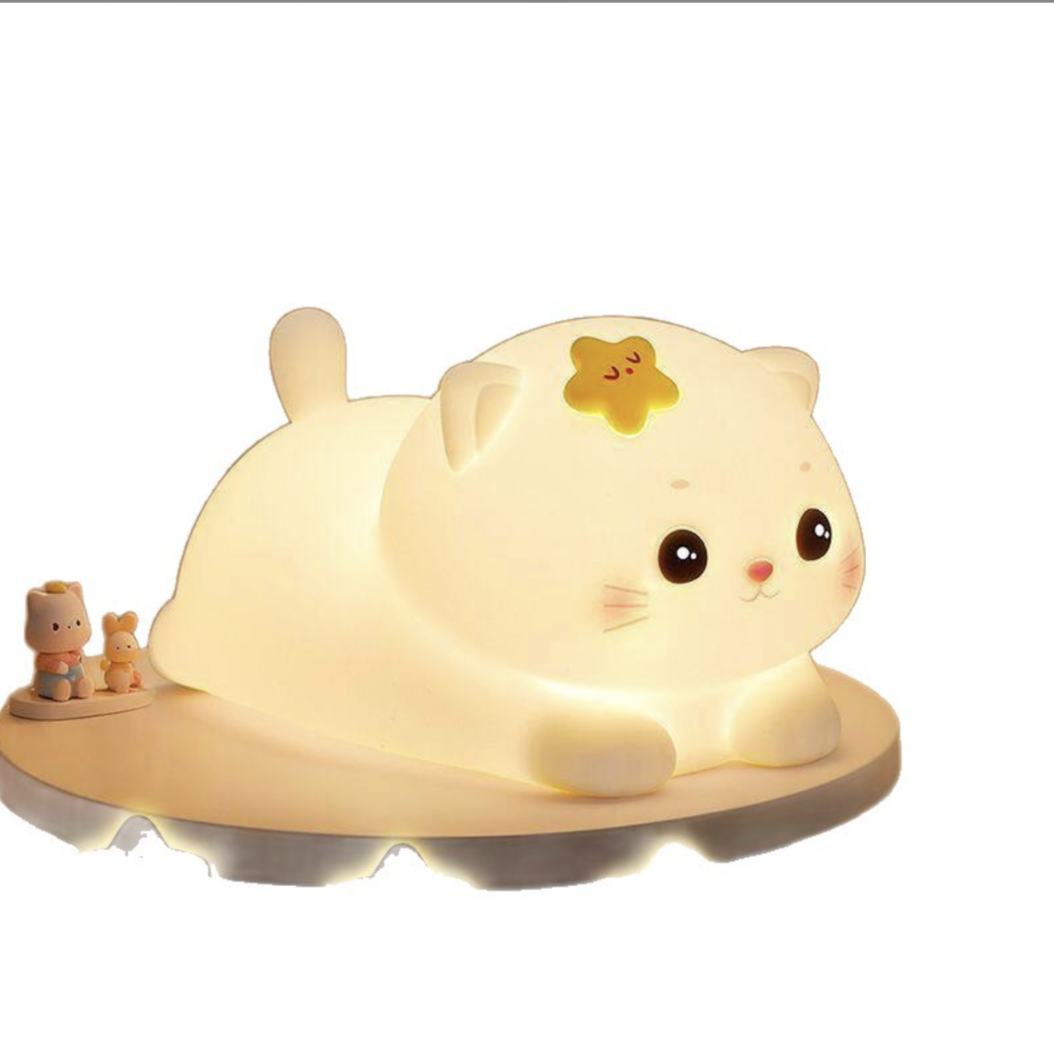Силиконовый котенок с подсветкой для кошек на батарейках, белый, 12 см