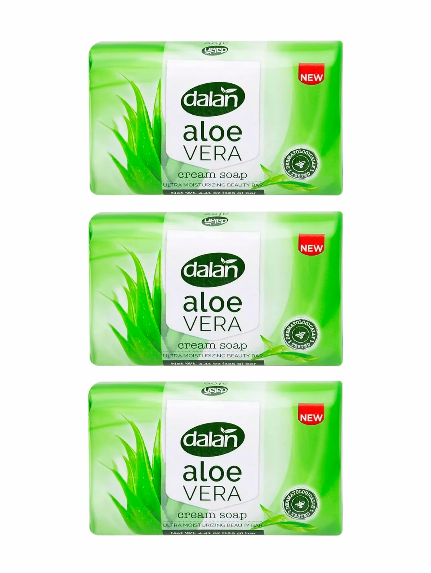 Турецкое мыло твердое туалетное "Алоэ вера", "Dalan", (3шт*150гр) 450гр.