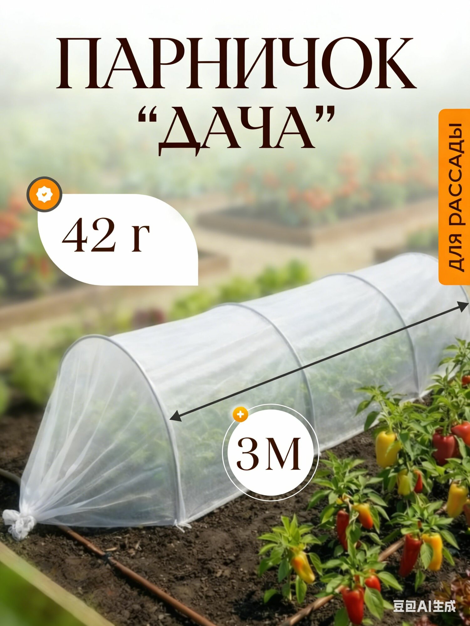 Парник, теплица арочная Парники77 3х1х1м, Спанбонд