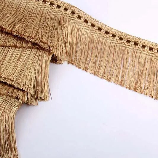 Meetee Жаккардовая лента с кружевом 10 см Бежевый, 10cm-1Meter, Brown