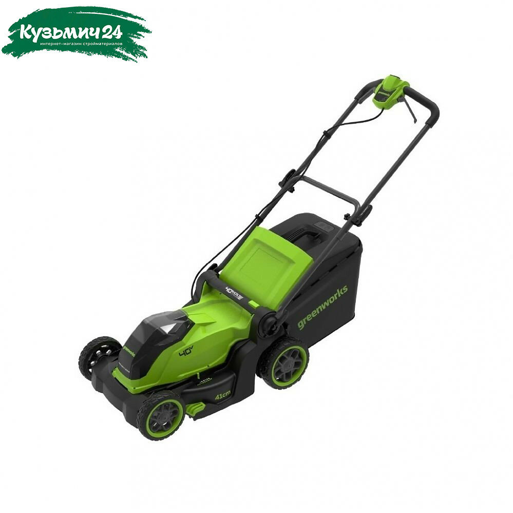 Газонокосилка аккумуляторная Greenworks GD40LM411, травосборник 45 л, АКБ 5 A•ч, зарядное устройство