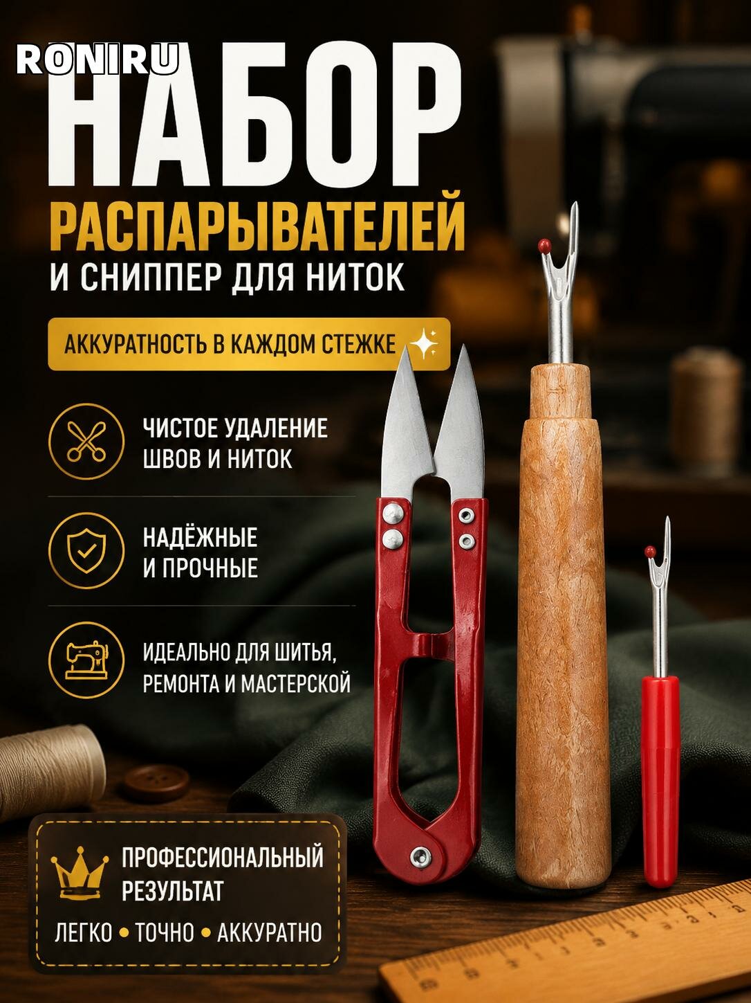 Набор распарывателей швов и сниппер для ниток — инструменты для аккуратной отделки одежды, ремонта и мастерской