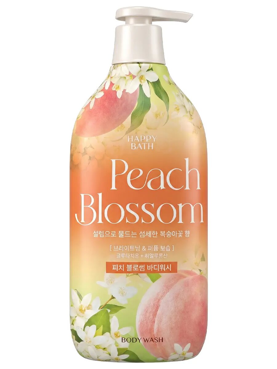 Happy Bath Гель для душа с ароматом персика Peach Blossom Body Wash 900 мл