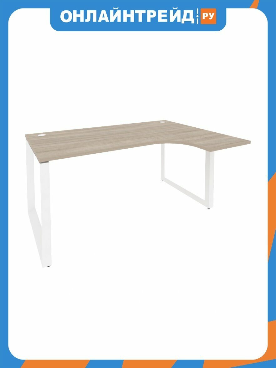Стол эргономичный правый Riva CHAIR на О-образном м/к O. MO-SA-4 (R) Дуб аттик/Белый металл 1580*1180*750 Onix