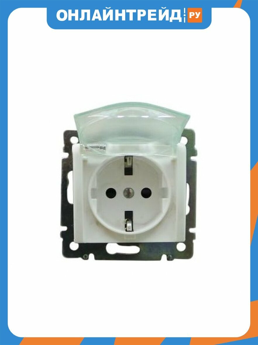 Розетка Legrand 1-м СП Valena с защ. крышкой защ. шторки нем. станд. с заземл. IP44 в сборе, Белый, 774220