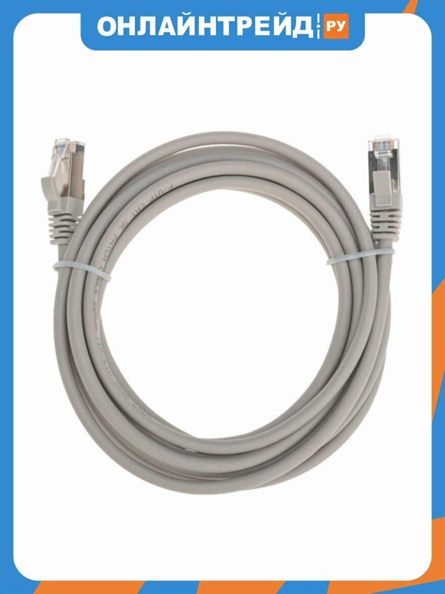 Патч-корд F/UTP Rexant cat 5e, медь, LSZH (негорючий), 3 м, RJ45-RJ45, 26AWG, серый