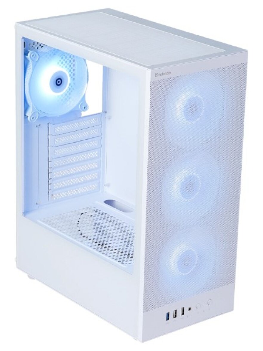 Корпус компьютерный Defender RaptorX белый, ATX,4fans, switch&M/BSync