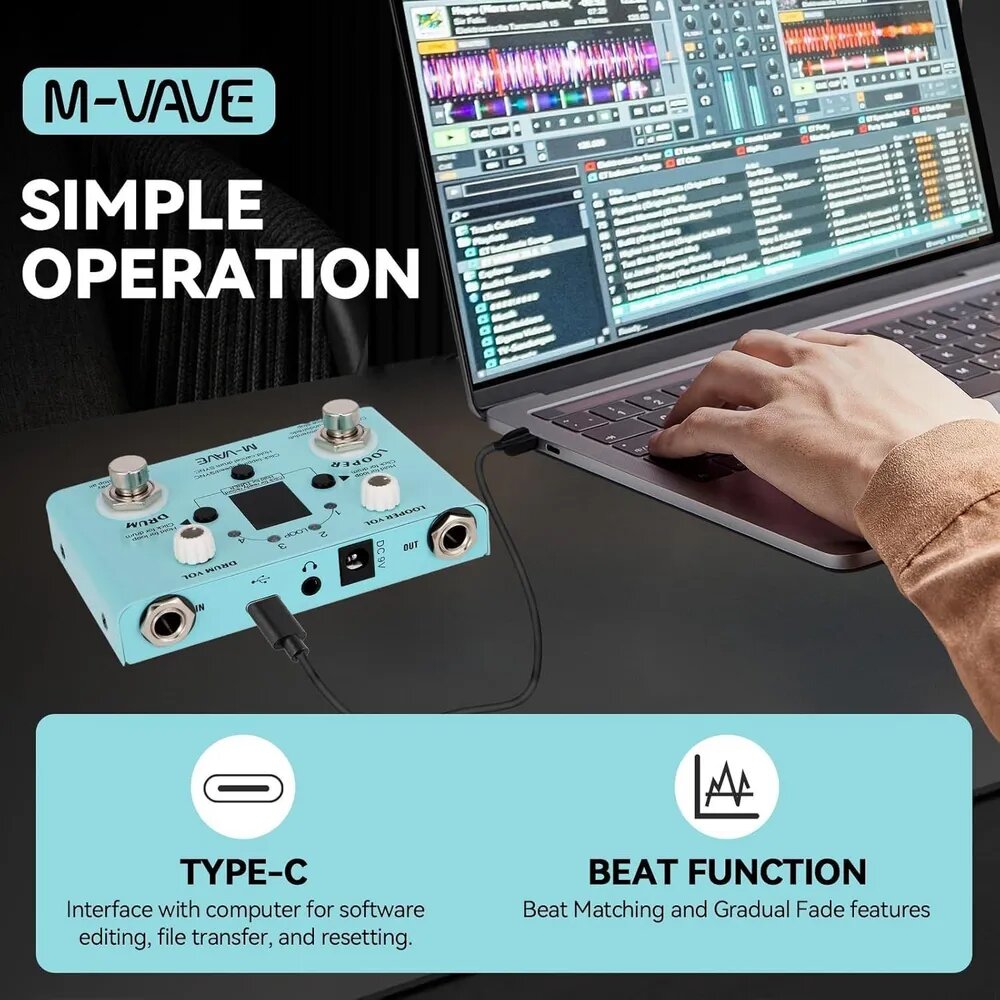 Педаль эффектов для электрогитары M-VAVE LOOPER DRUM