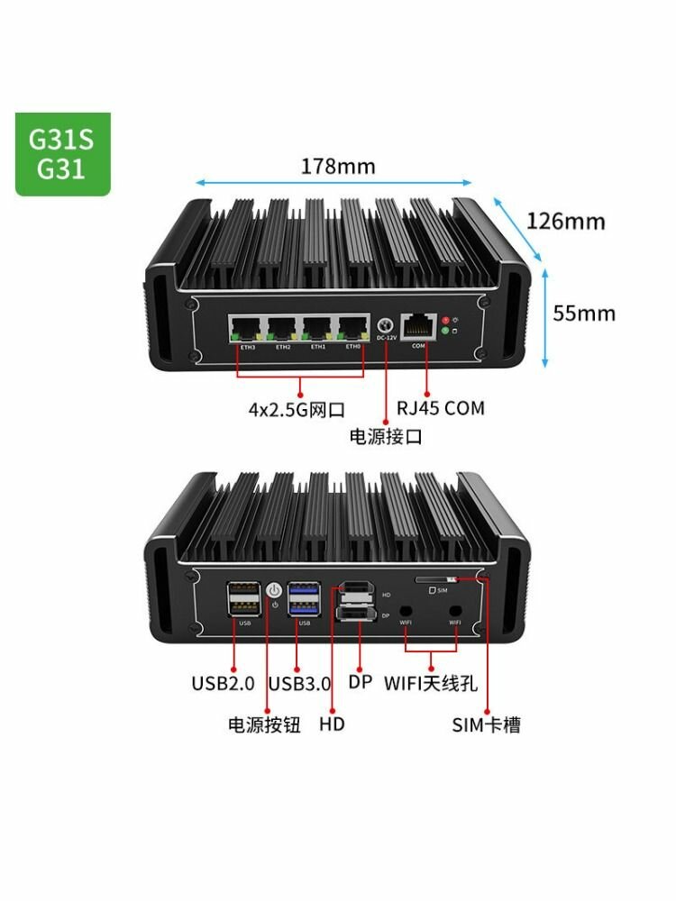 Intel Celeron 7305 Quad Core Quad Network 2.5GI226 Mini FanlessUbuntu PFSense