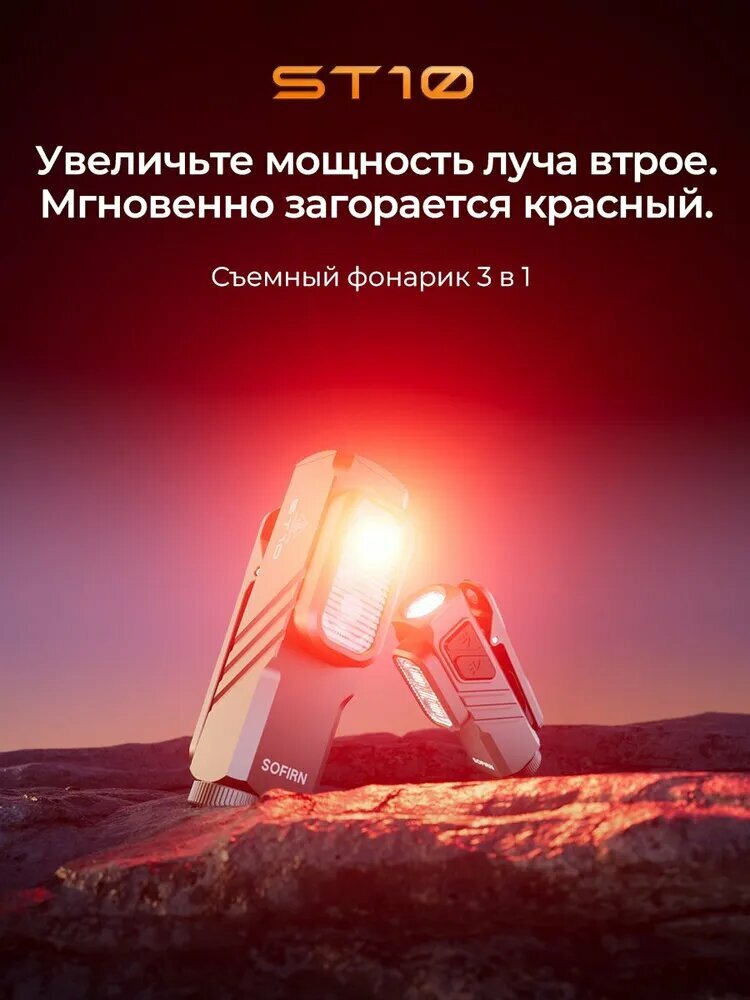Налобный фонарь-прожектор Sofirn, черно-серый, 1000 лм, магнит и клипса