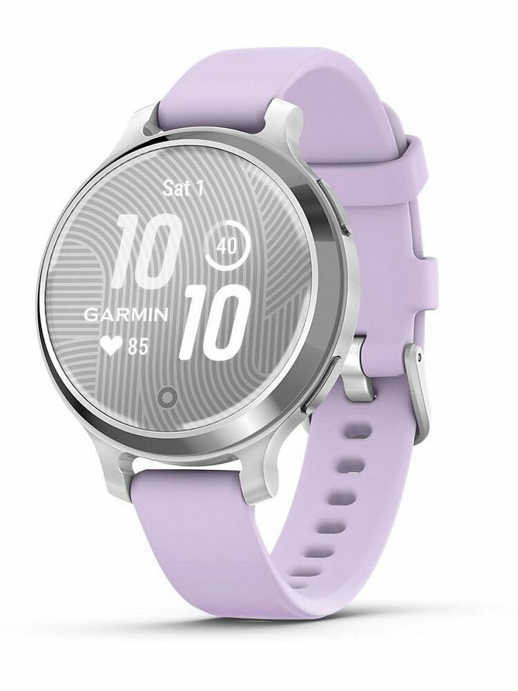 Смарт-часы Garmin Lily 2 Active с серебристым безелем, фиолетовый силиконовый ремешок