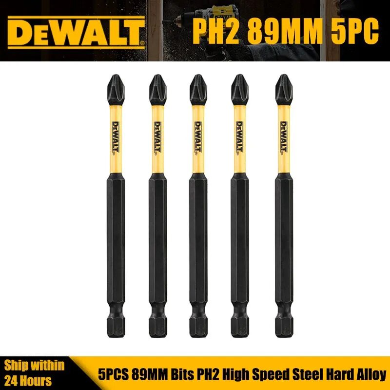 Dewalt PH2 89 мм 5 шт. Ударные крестовые биты HSS для электрической отвертки, сверла, прочные аксессуары для столярных работ