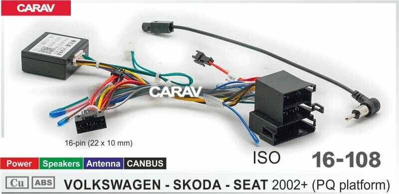 Комплект разъемов для ANDROID на VOLKSWAGEN-SKODA-SEAT 2002+ / PQ