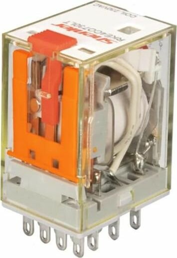 Shenler RKE4CO730LT Миниатюрное реле общего назначения, 4 группы переключающих контактов, 230VAC, 5A, светодиодная индикация, тестовая кнопка, 1шт