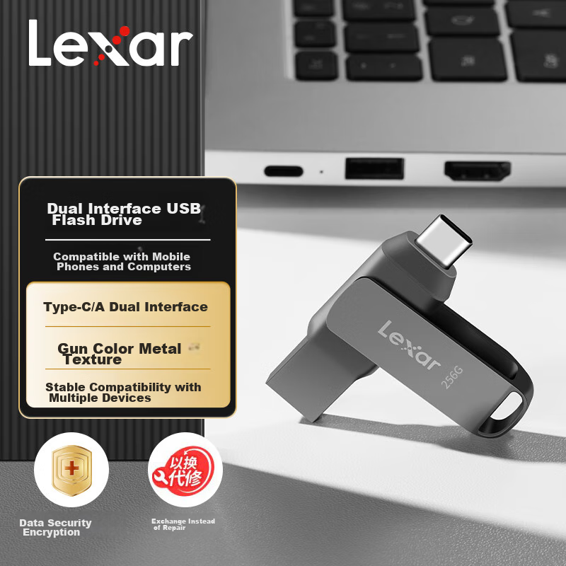 Lexar D400 256GB USB 3.2 Type-C двойной порт металлический флеш-накопитель для мобильных устройств и ПК, совместимость