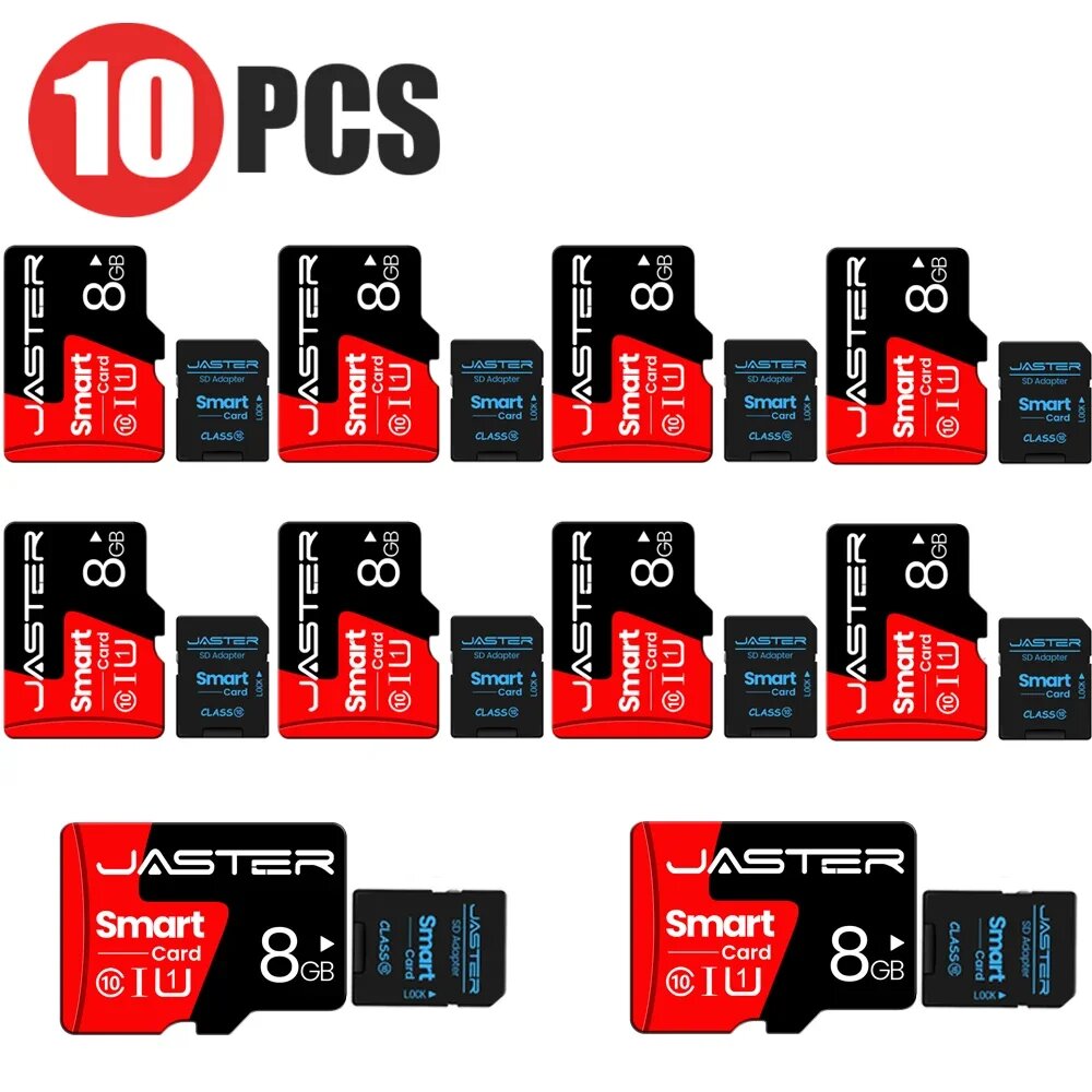 Оригинальные карты памяти JASTER microSD 128 ГБ, 64 ГБ, 32 ГБ, 8 ГБ, класс 10 8 ГБ
