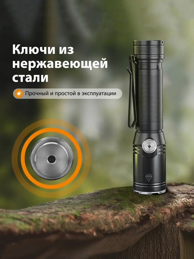 Boruit ET25 Фонарь-прожектор, черный, 1080 Лм, 5 Вт, 18650, IP67, 5 режимов — фото 1