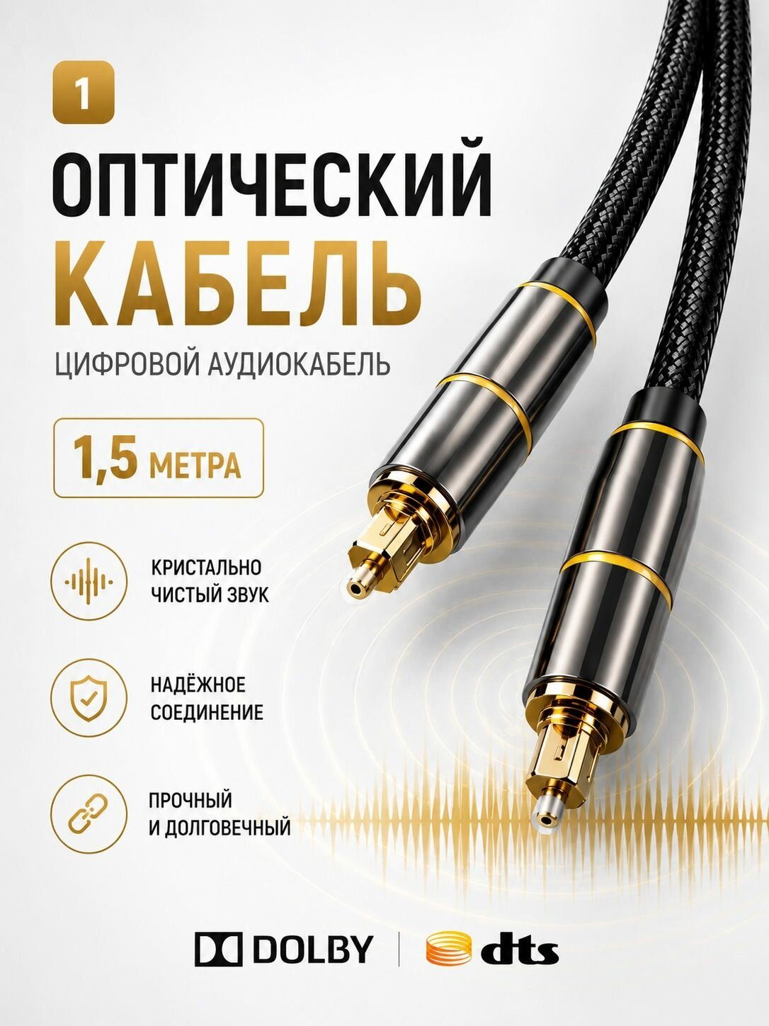 Оптический кабель 1,5 метра, цифровой аудиокабель Toslink SPDIF