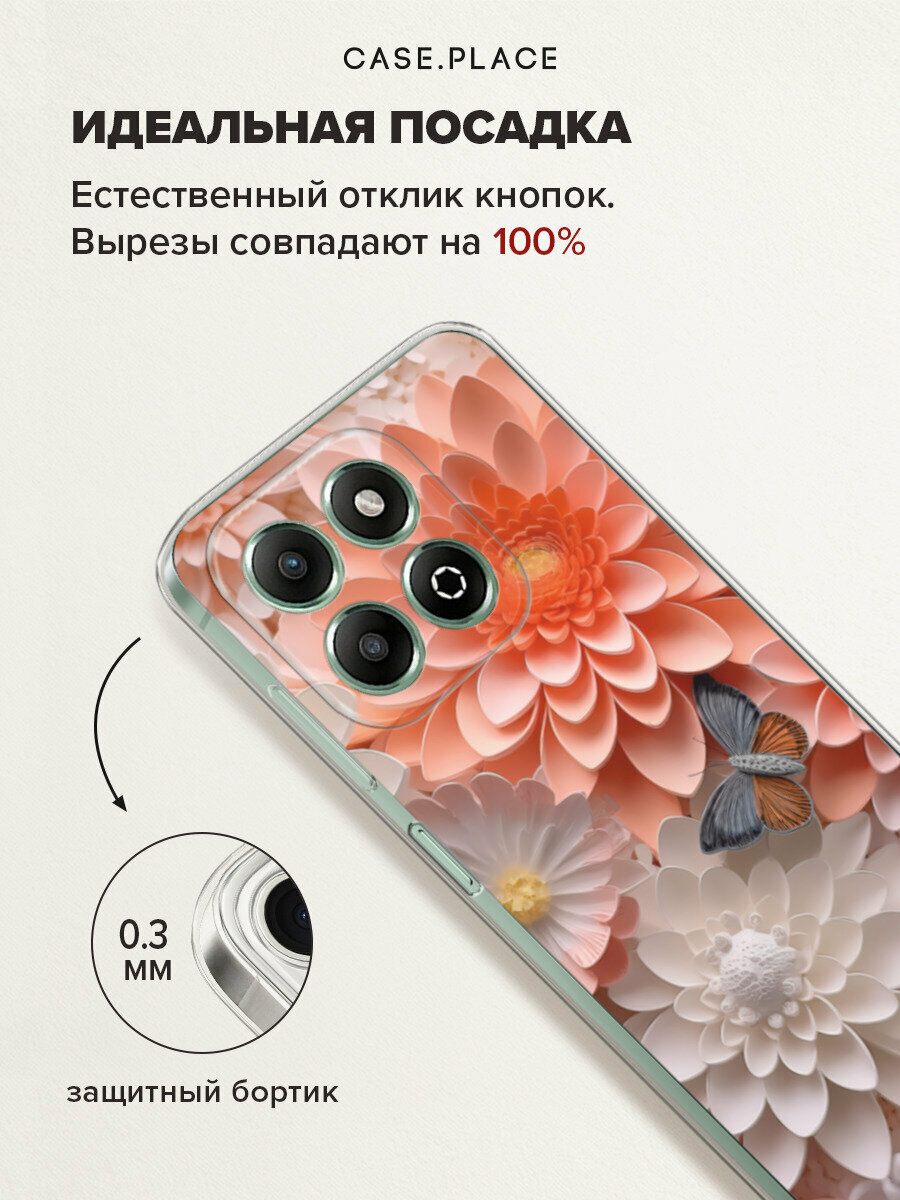Силиконовый чехол на Honor X6b / Хонор X6b с принтом "Бумажные цветы" — фото 1
