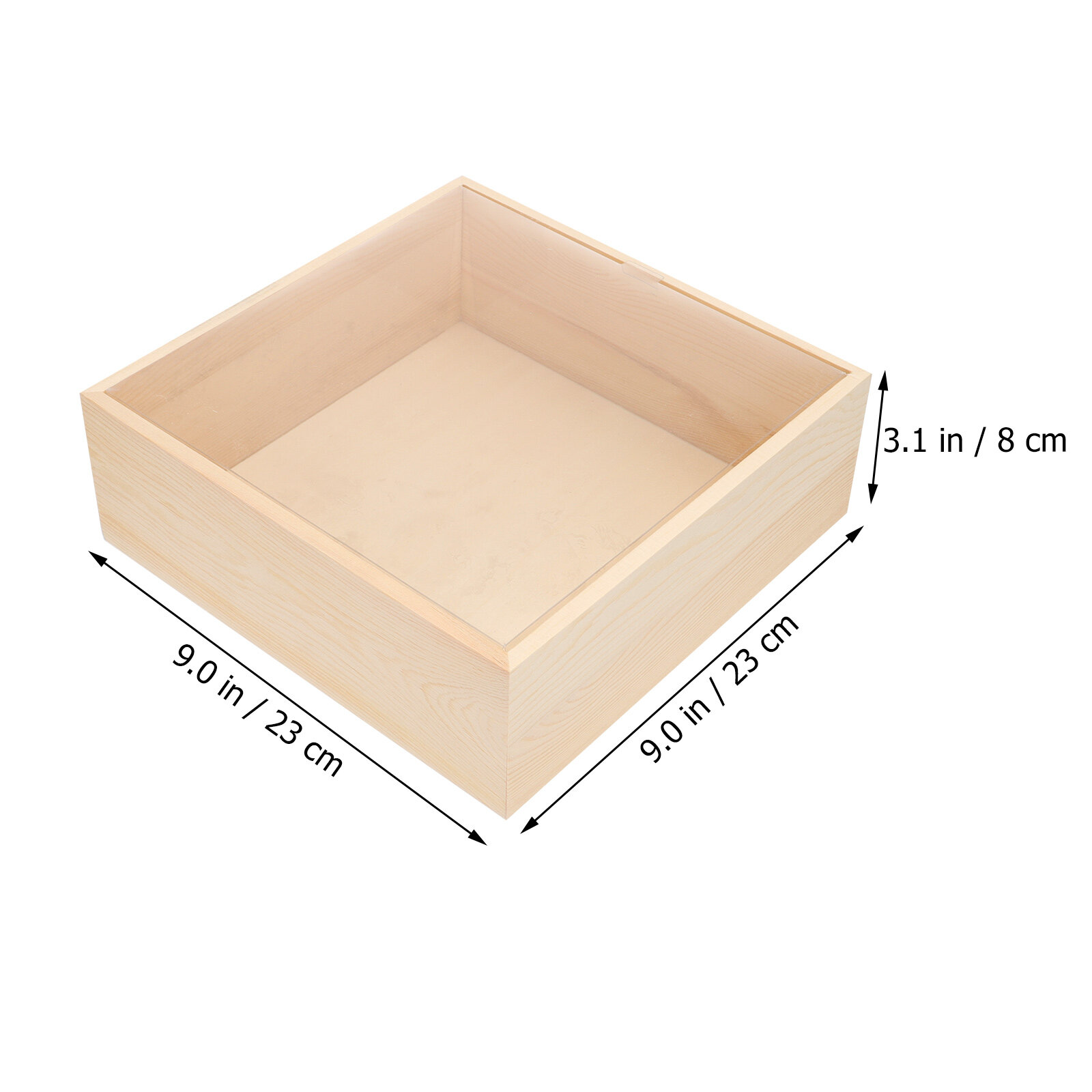 Деревянная Коробка Для Подарков С Прозрачным Окном 1 Шт 23X23X8Cm