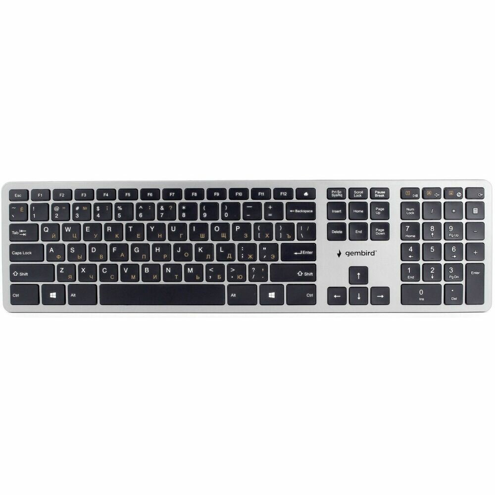 Клавиатура беспроводная Gembird KBW-3, USB, серебристый/черный