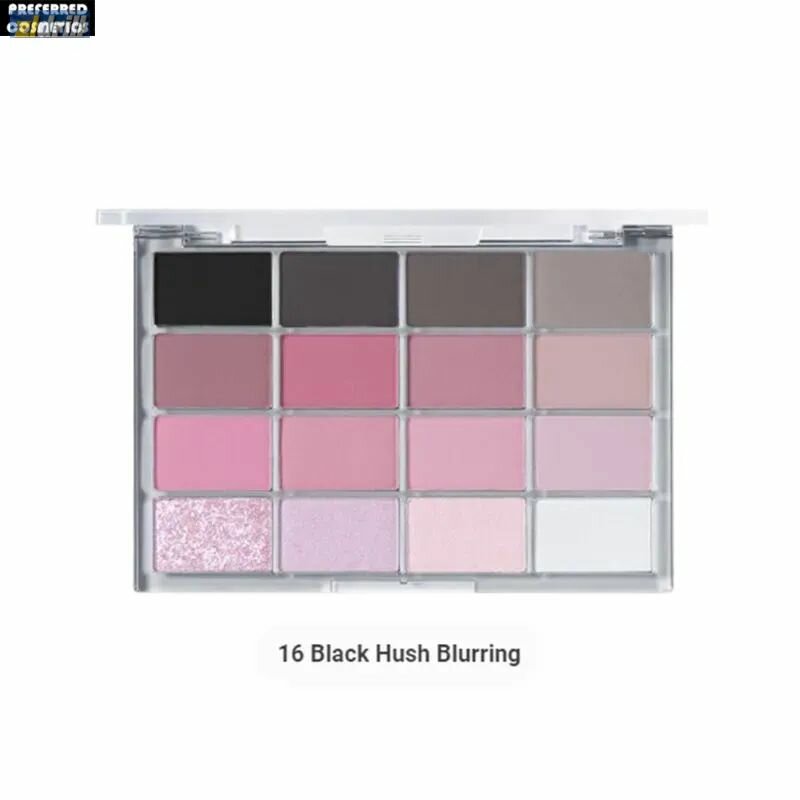 Шестнадцатицветная палитра теней для век wakemake, подходит для всех, 14 г, K-Beauty - 16 Black Hush Blurring