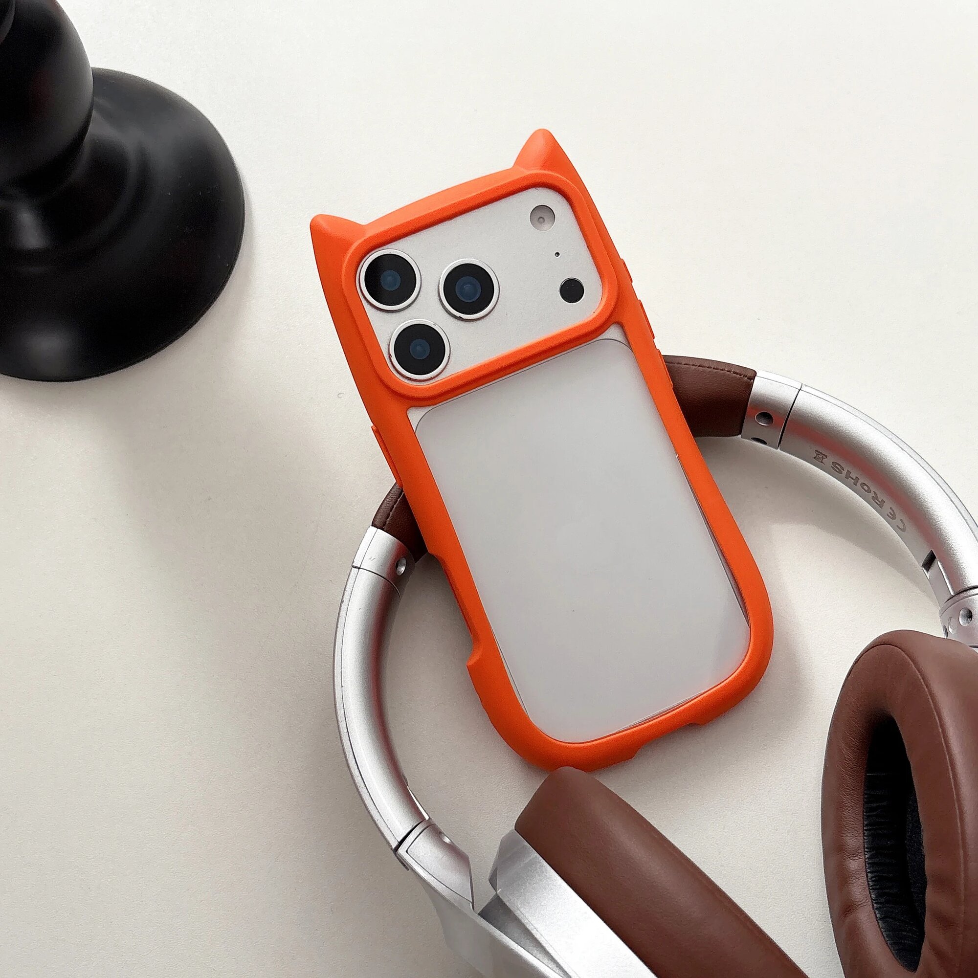 Чехол для iPhone 17 1 Pro Max Air с милыми кошачьими ушками, iPhone17 Эйр, Оранжевый, Orange