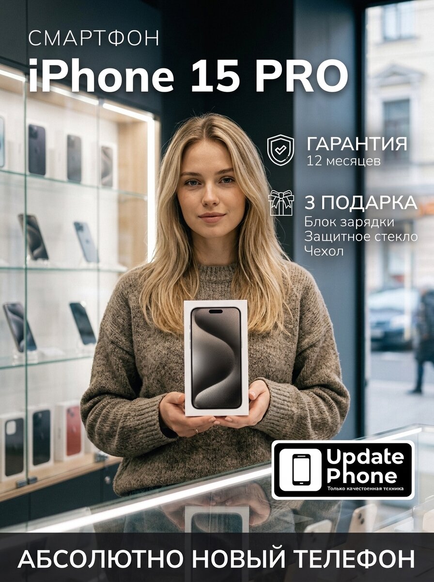 Смартфон Apple iPhone 15 Pro 256GB, Dual: nano SIM, натуральный титан (Natural Titanium)NEW