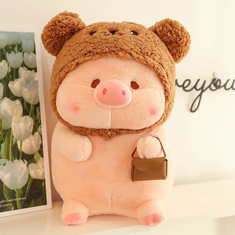 Мягкая игрушка Свинья LULU в повязке лягушонка Пухля Поросенок Pig 40cm
