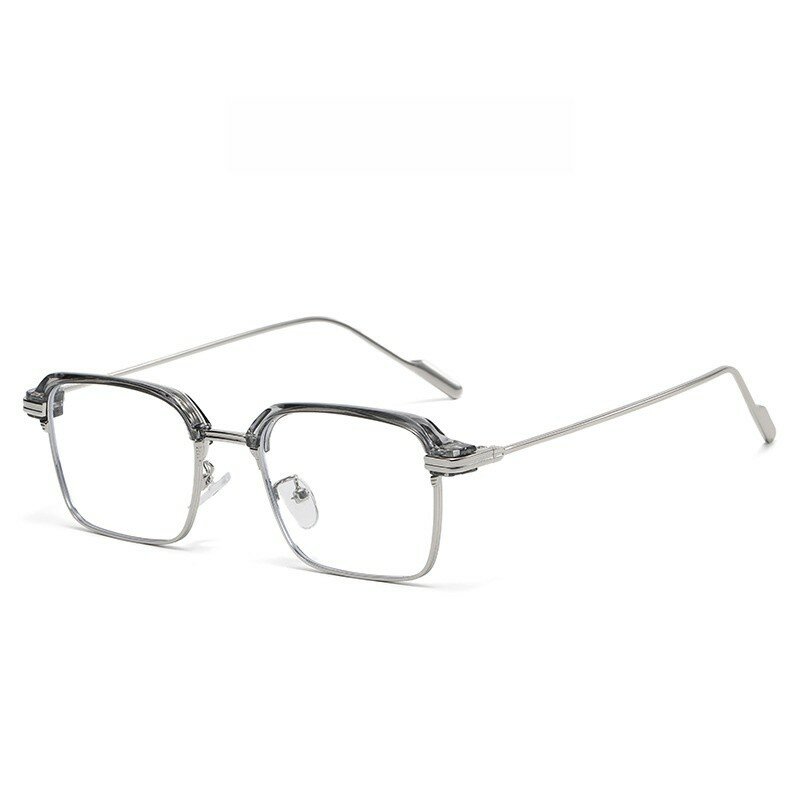 Stylish square blue light glasses with pc lenses for commuters and screen users, gray silver