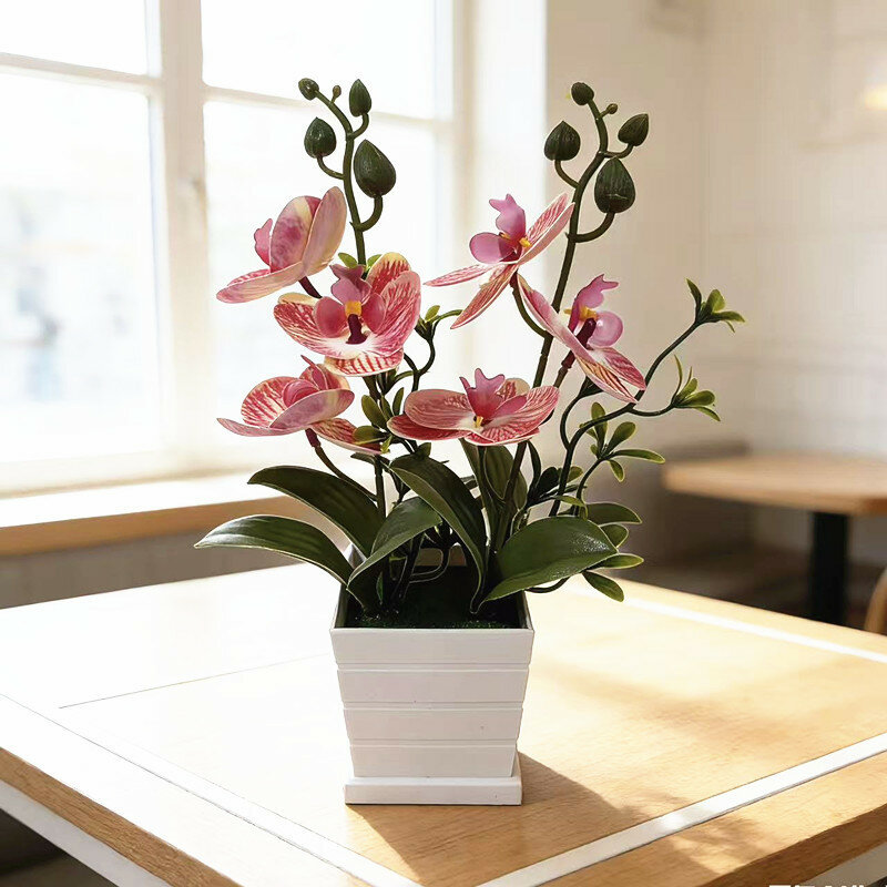 Silk butterfly orchid plant with durable pot for photo shoots and home styling style c
